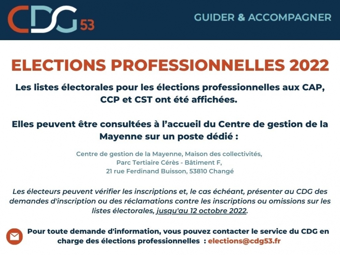 Actualités - ELECTION PRO : affichage des listes électorales - CDG 53